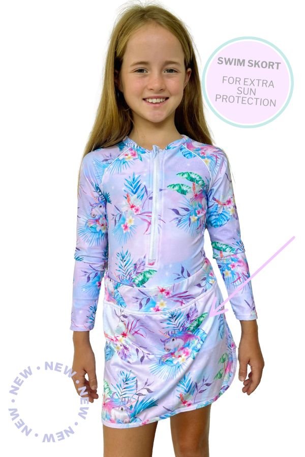 Girls Swim Skort | Sun Protective Swimwear for Girls | Swim Skirt ...