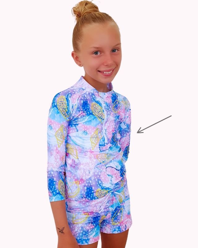 Girls Zip-Front Rash Guard Top | Sun Protective Swimwear – Tribe Tropical