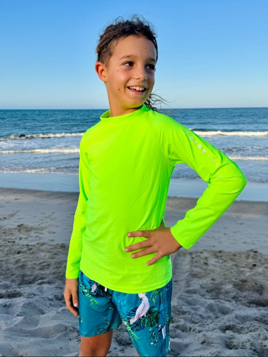 Kids Rash Guard Top V2 - Neon Green (Unisex) - Tribe Tropical